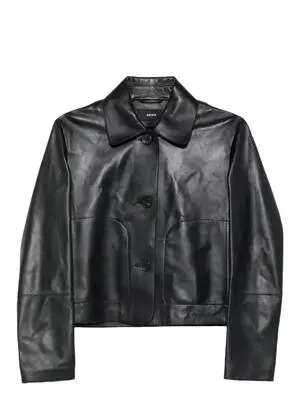 ARMA Button-front Leather Jacket - Black