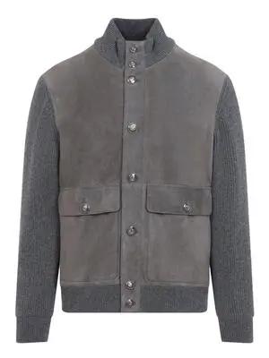 Brunello Cucinelli Padded Leather Jacket - Grey