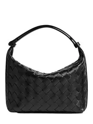 Bottega Veneta Bottega Veneta Woven Leather Shoulder Handbag With Adjustable Snap Strap, Zip Closure, W 20 X H 13 X D 9.5 Cm Nero