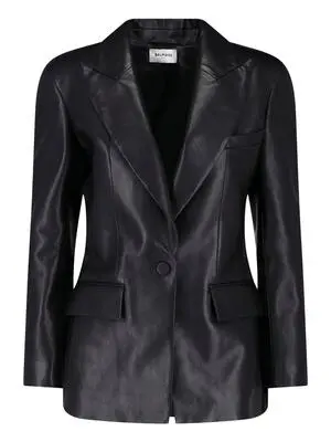Balmain Leather Blazer Jacket - Black