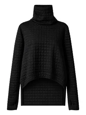 YOGI8APPAREL The Grid Funnel Neck Top - Black