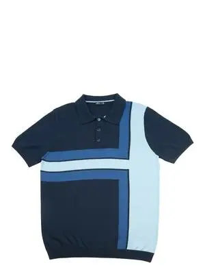 EIGHT X Alignment Short Sleeve Knit Polo Navy - Blue