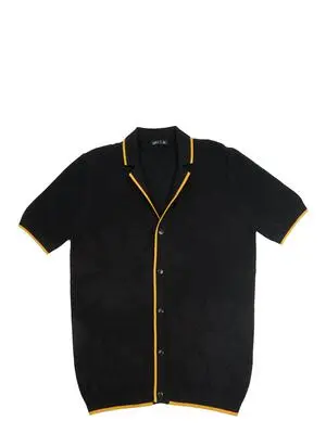 EIGHT X Botanical Jacquard Knit Short Sleeve Shirt - Black