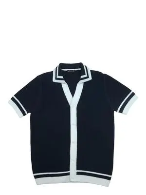 EIGHT X Pier Knit Short Sleeve Shirt Navy - Blue