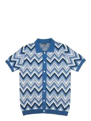 EIGHT X Shift Knit Short Sleeve Shirt Navy - Blue