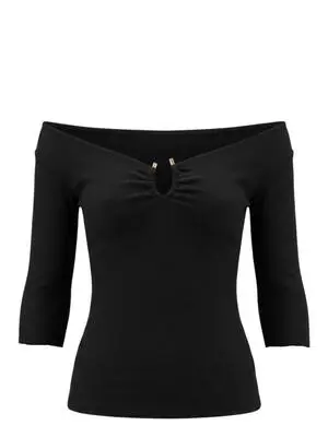 MARIANNE BY MARIE JORDANE Poppy Organic Cotton Off-shoulder Top - Black
