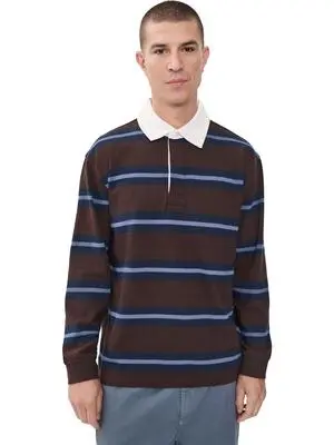 WAX LONDON Rowhill Striped Rugby - Brown/blue