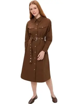 3.1 Phillip Lim Belted Utility Midi Shirt Dress - Cacao