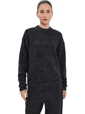 Tibi Speckled Easy Crewneck Pullover - Black Multi