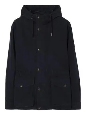 Burberry Cotton Gabardine Hooded Jacket - Blue