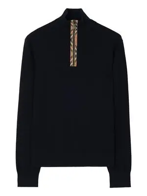 Burberry Wool Quarter-zip Sweater - Navy