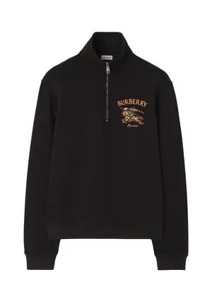 Burberry Cotton Ekd Quarter-zip Sweatshirt - Black