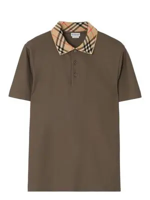 Burberry Cotton Check-collar Polo Shirt - Brown