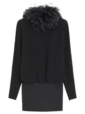 Valentino Garavani Silk Feather-trim Mini Dress - Black