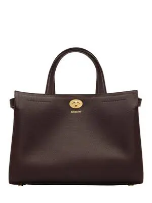 Burberry Small Leather Cotswolds Check Tote Bag - Brown