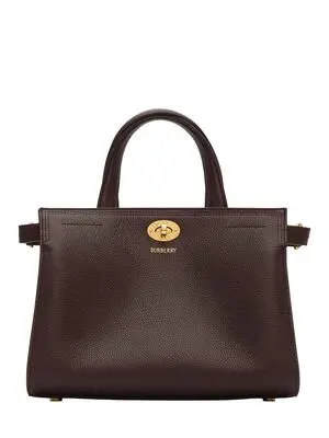 Burberry Mini Leather Cotswolds Check Tote Bag - Brown