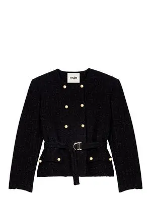 Maje Belted Double-breasted Jacket - Black