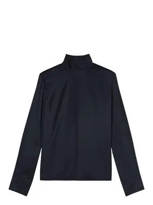 Maje Satin High-neck Blouse - Blue