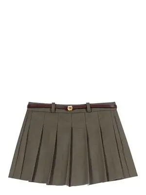 Maje Wool-blend Pleated Skort - Brown