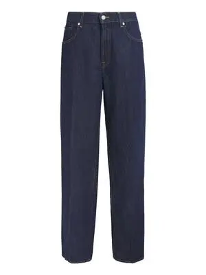 7 For All Mankind Stovepipe High-rise Straight Jeans - Navy