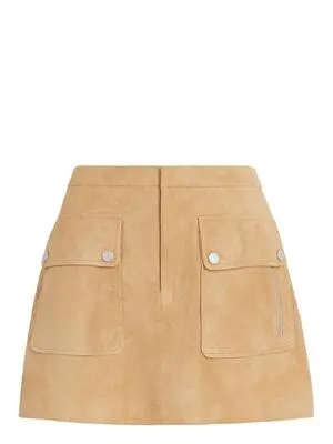 FRAME Suede The Safari Mini Skirt - Beige