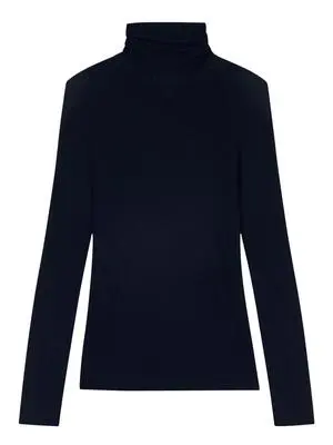 Maje Wool-silk Rollneck Sweater - Blue