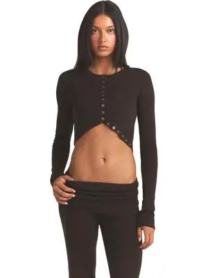 SKIMS Rounded Cropped Cardigan | Deep Neutral | 2xs | Essential Knit
