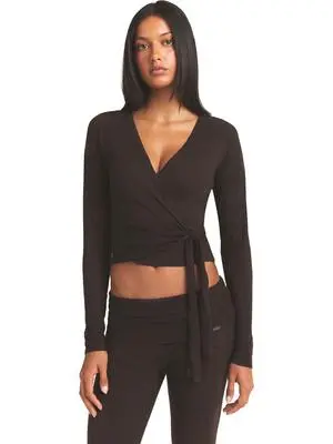 SKIMS Wrap Sweater | Deep Neutral | | Essential Knit - Espresso