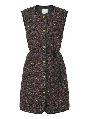 Moncler Figurative Down-paneled Wool-blend Vest - Black