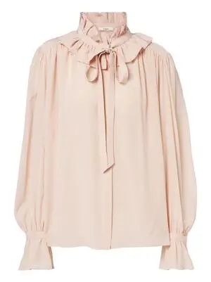 Chloé Ruffled Silk Chiffon Blouse - Pink