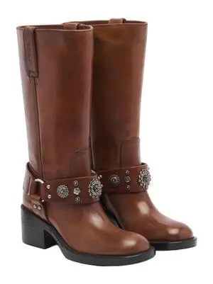 Chloé Dakota Studded Leather Knee-high Boots - Brown