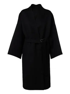 Fendi Belted Wool And Silk Coat - Black