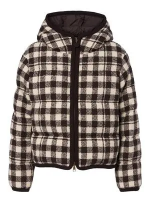 Moncler Gingham Wool-blend Down Jacket - Brown
