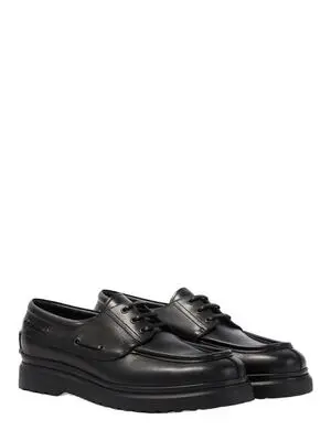 TOD'S Leather Boat Shoes - Black
