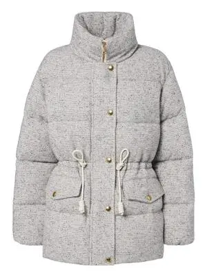Moncler Wool-blend Tweed Down Jacket - Grey