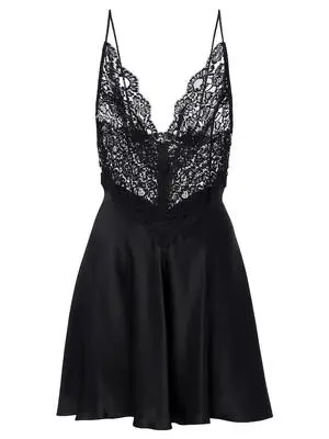 RODARTE Lace And Silk Satin Minidress - Black