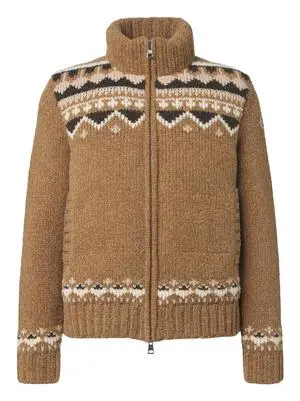 Moncler Jacquard Wool-blend Down Jacket - Beige
