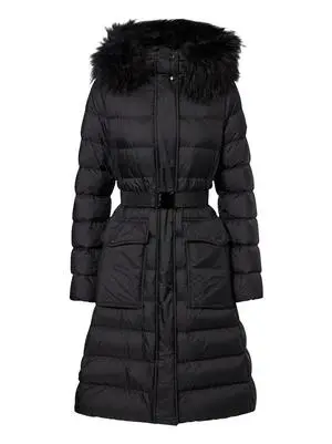 Moncler Shearling-trimmed Down Coat - Black