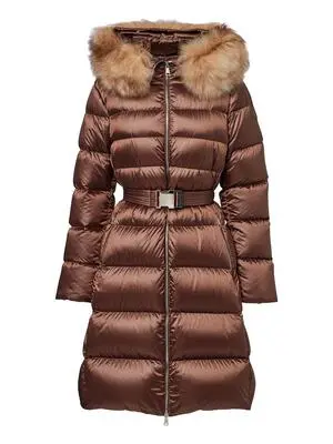 Moncler Shearling-trimmed Down Coat - Brown