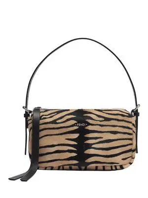 Fendi Leather-trimmed Calf Hair Shoulder Bag - Multicoloured