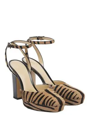 Fendi Tiger-print Calf Hair Platform Pumps - Brown