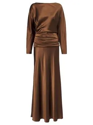 Staud Freda Silk-blend Satin Cocktail Dress - Brown