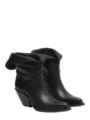 Chloé Azelan Leather Cowboy Boots - Black