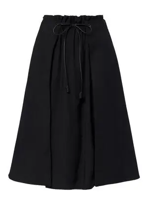 Moncler Leather-trimmed Virgin Wool Midi Skirt Black