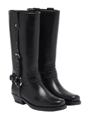 Fendi Leather Biker Boots - Black