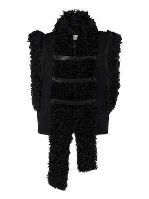 Fendi Shearling And Leather-trimmed Wool-blend Vest - Black