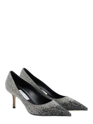 JIMMY CHOO Love Embellished Herringbone Pumps - Multicoloured