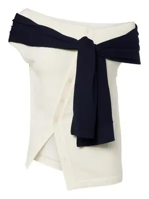 JW Anderson Layered Off-shoulder Wool Top - Multicoloured