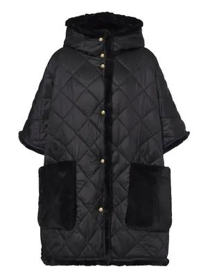 Moncler Reversible Hooded Quilted Cape - Black
