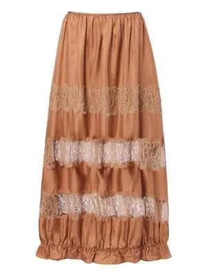Ulla Johnson Chantal Lace-trimmed Silk Maxi Skirt - Brown